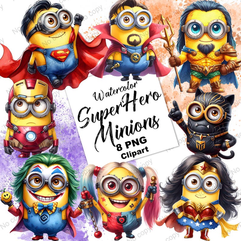Minions Clipart Bundle, Superhero Minions Clipart, Superhero PNG ...