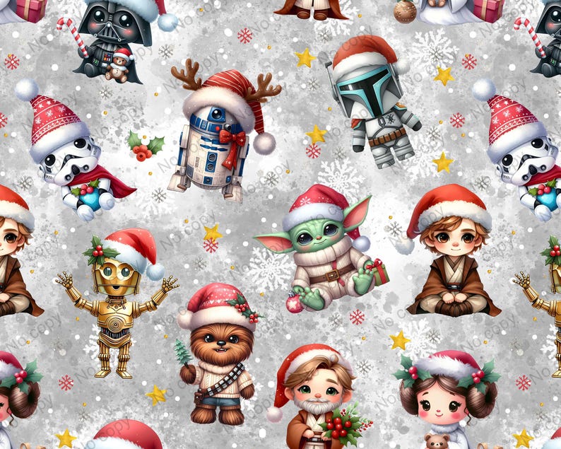Christmas Space Wars Digital Paper, Space Wars Seamless Pattern ...