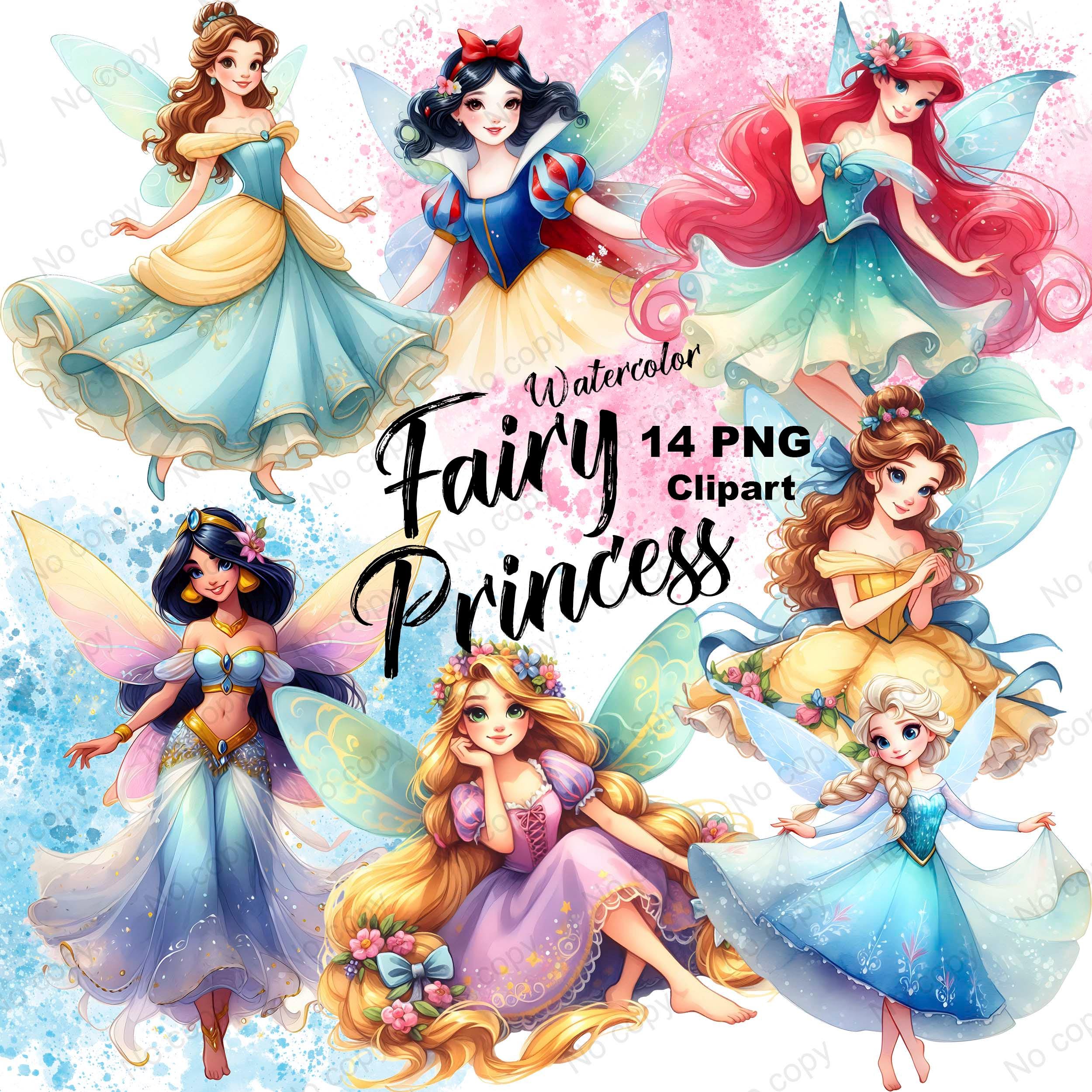Princess Clipart, Fairy Princess Clipart, Watercolor Fairy Tales Bundle ...