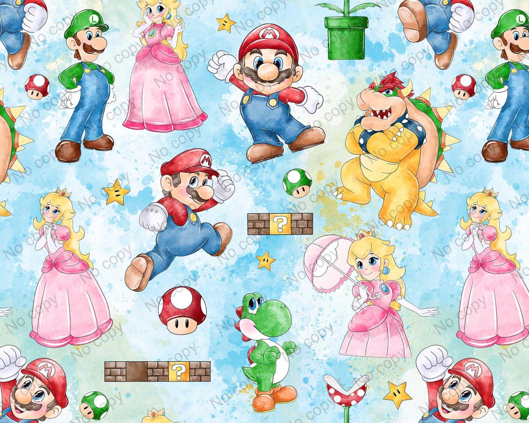 Super Bros Pattern, Super Bros Seamless Pattern, Mario Video Game ...