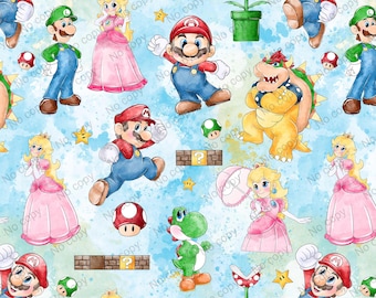 Mario Video Game Pattern, Super Bros Seamless Pattern, Bros Cartoon ...