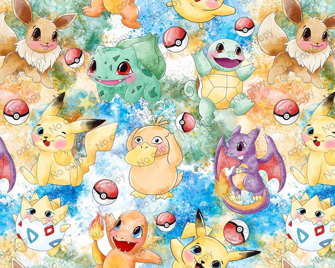 Pokemon Digital Paper, Pokemon Seamless Digital Paper, Pokeball ...