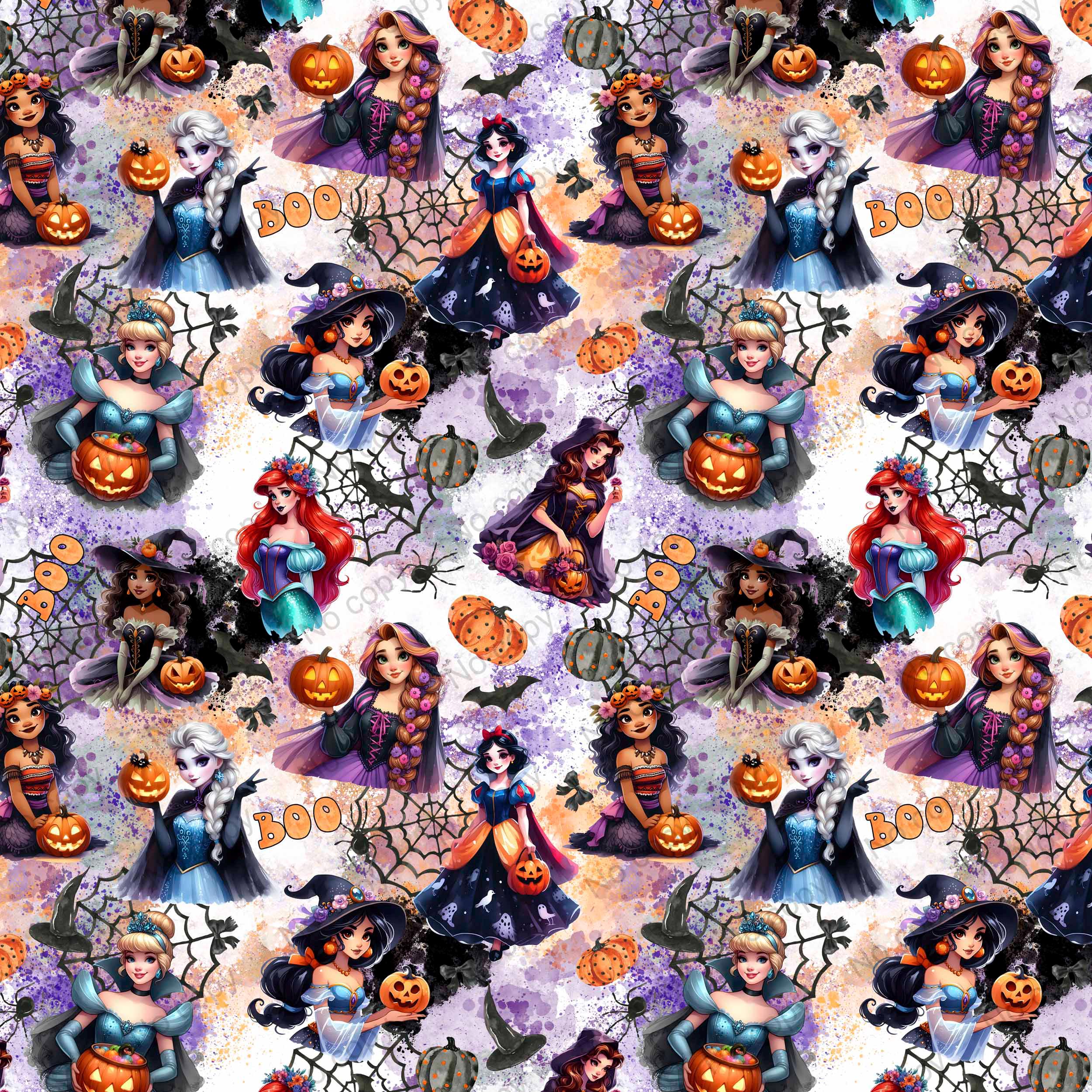 Halloween Princess Seamless Pattern, Spooky Princess Digital Paper ...