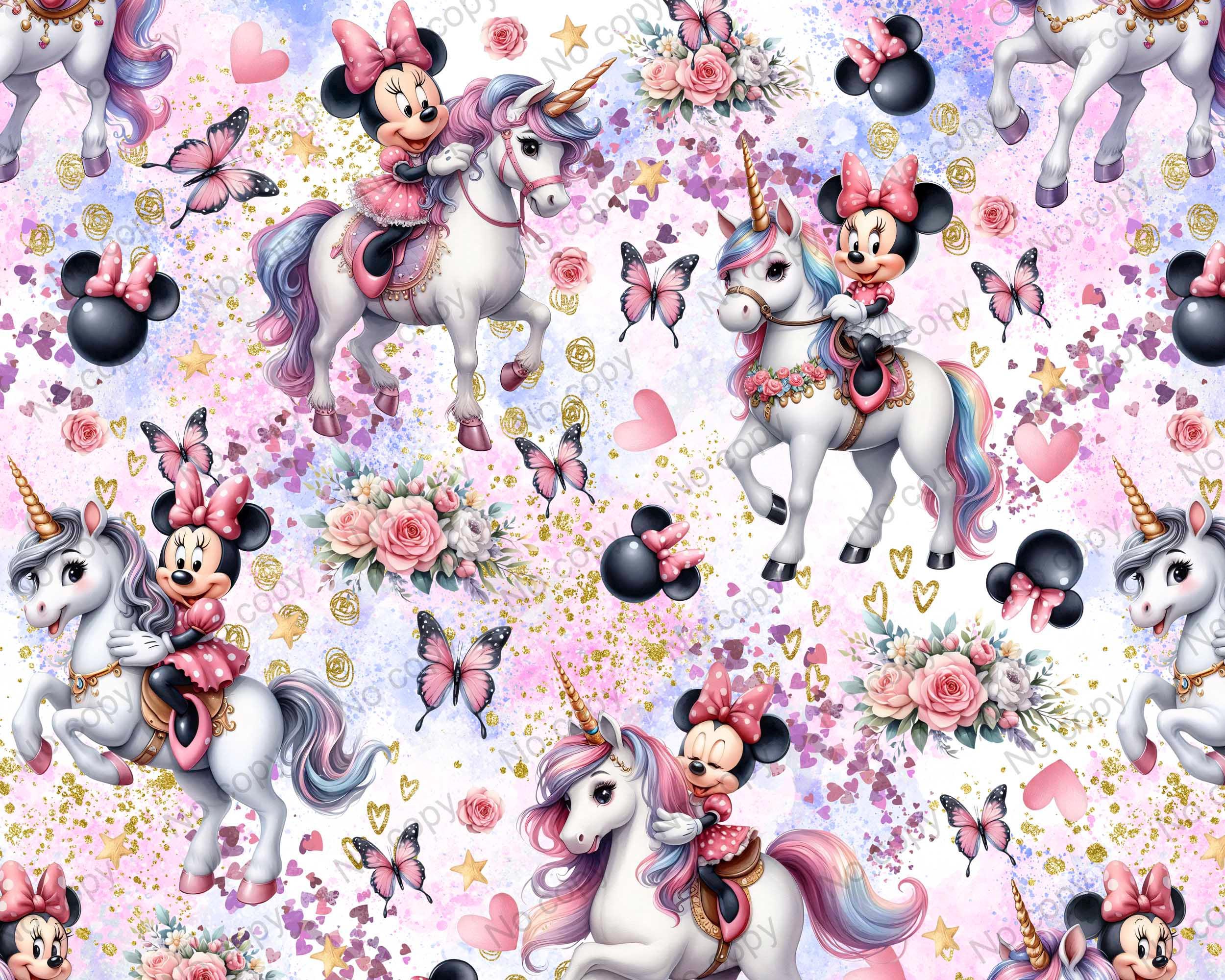 Cute Minnie Unicorn Seamless Pattern, Minnie Seamless Pattern, Unicorn ...