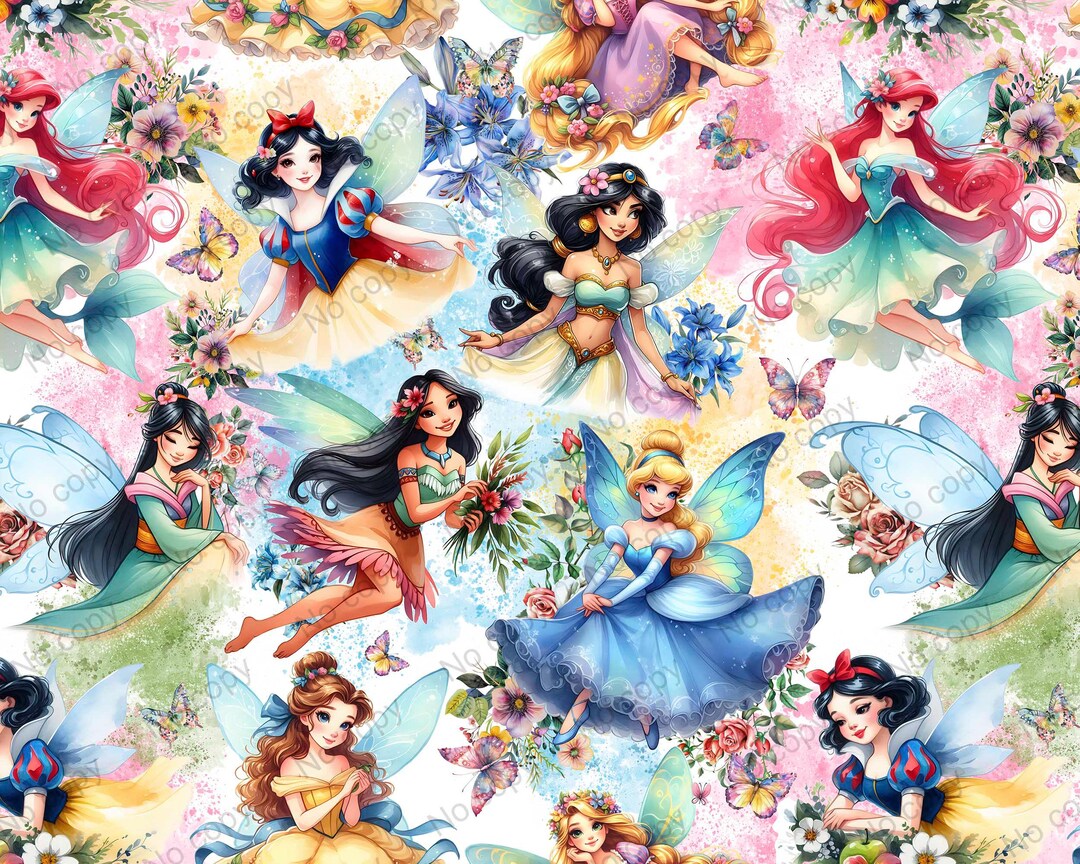 Fairy Princess Seamless Pattern, Princess Digital Paper, Fairy Tales ...