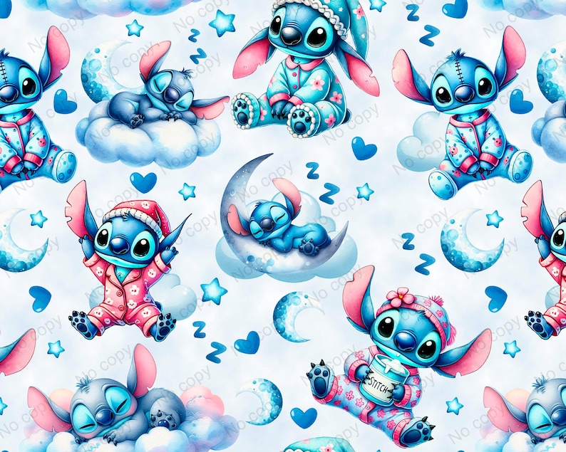 Cartoon Stitch Sleeping Seamless Pattern (digital Download) - Etsy