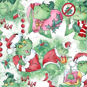 Grinch Christmas Seamless Pattern, Christmas Digital Paper, Green ...