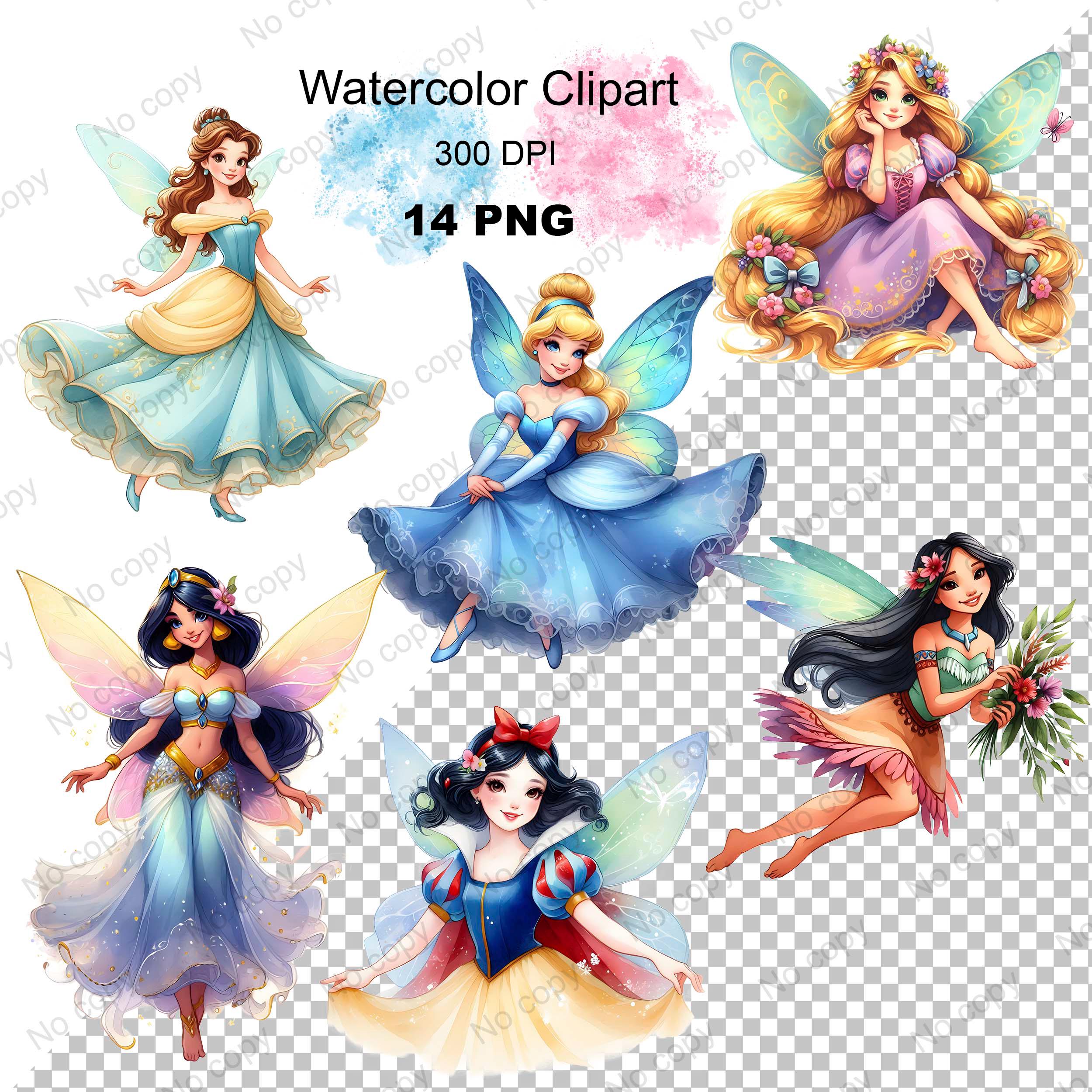Princess Clipart, Fairy Princess Clipart, Watercolor Fairy Tales Bundle ...