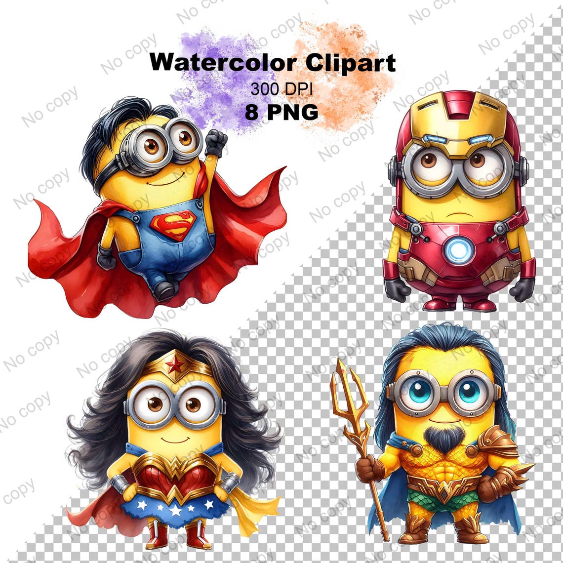 Superhero Minions Clipart Bundle, PNG Files (digital Download) - Etsy