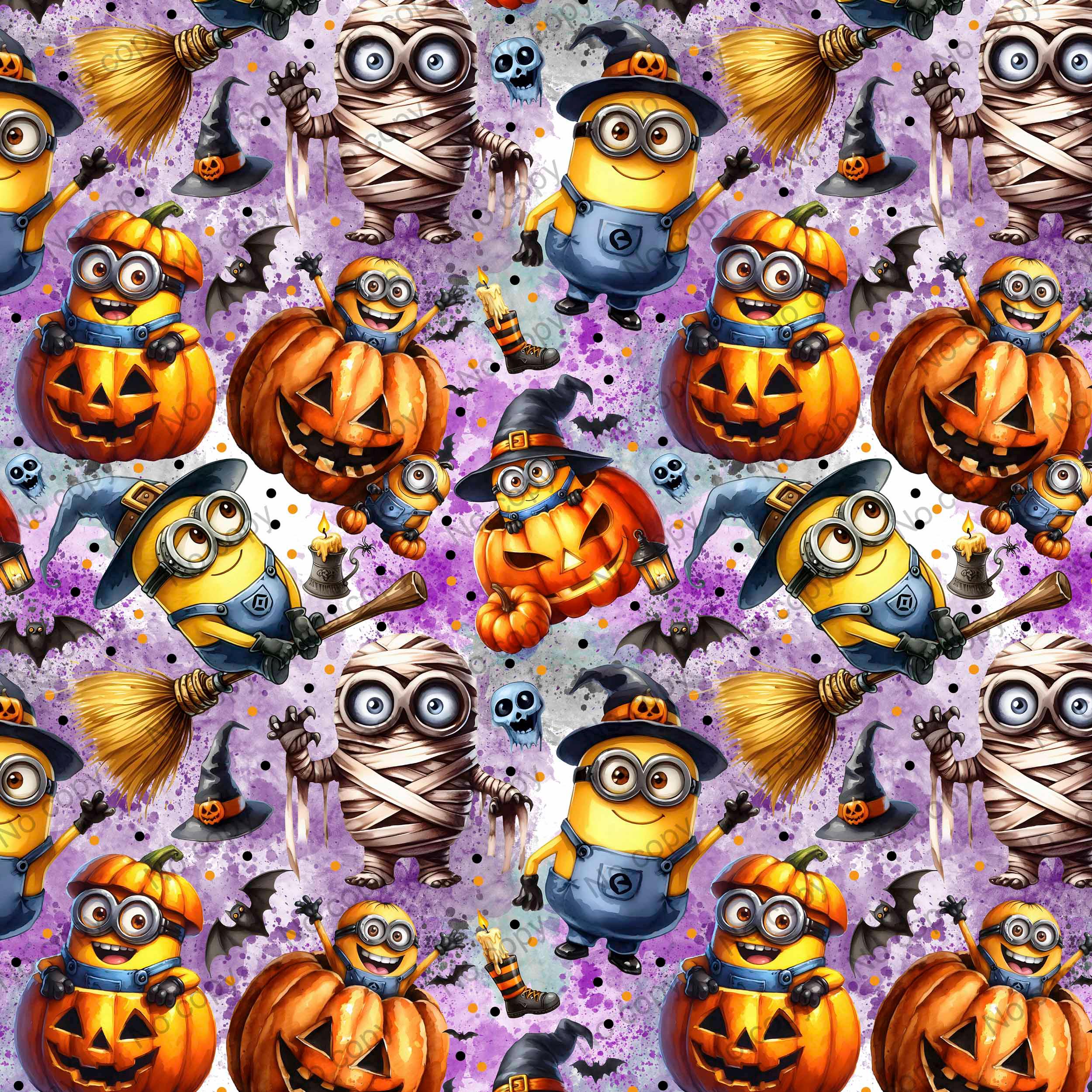 Minions Halloween Seamless Pattern, Spooky Minions Seamless, Halloween ...