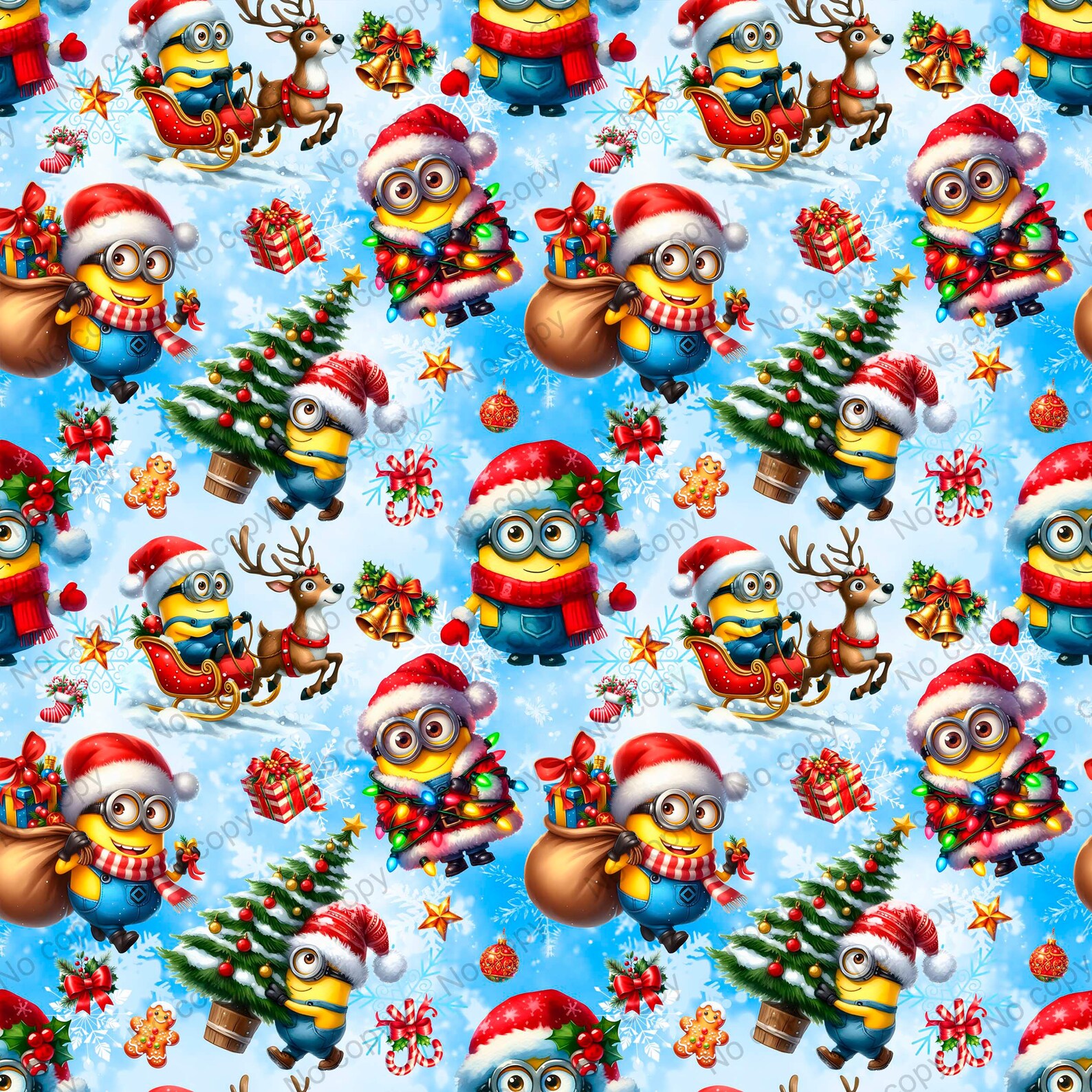 Minions Christmas Seamless Paper, Xmas Minions Seamless Pattern ...