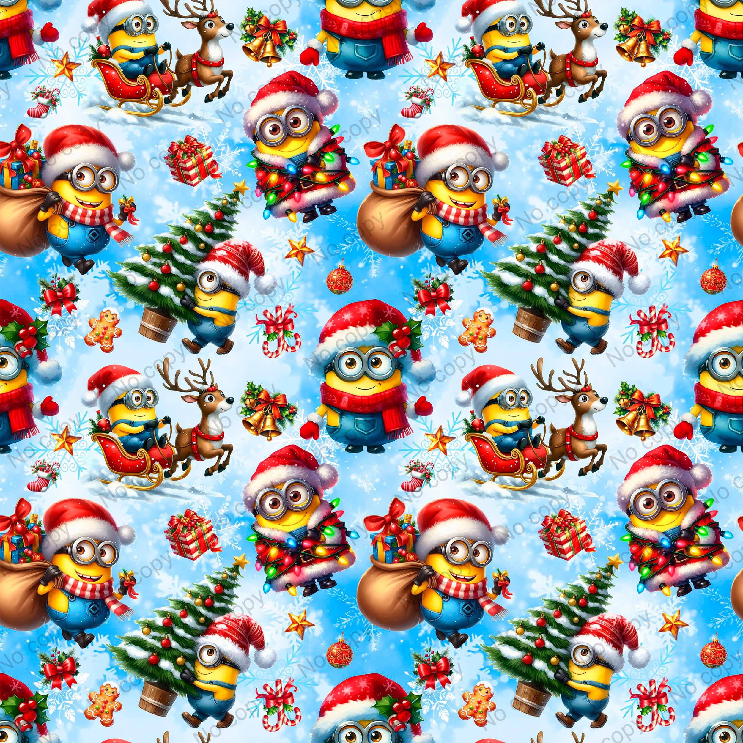 Minions Christmas Seamless Paper, Xmas Minions Seamless Pattern ...