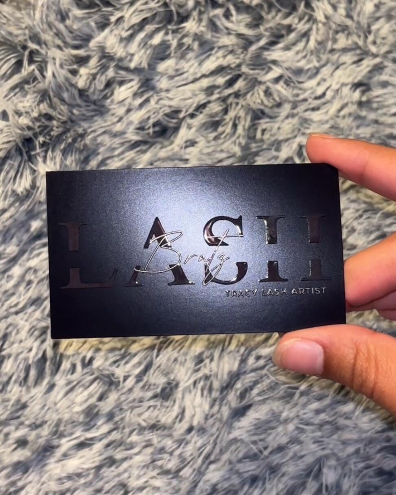 Glossy Embossed Raised Foil Business Card Template for Lash Techs, Nail ...