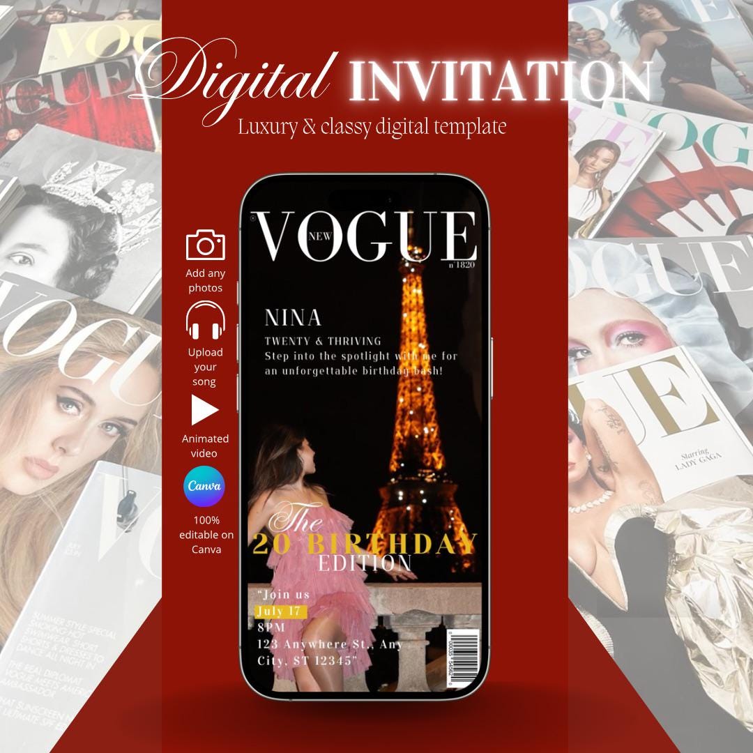 20th Birthday Digital Invitation | Vogue-inspired Animated Design ...