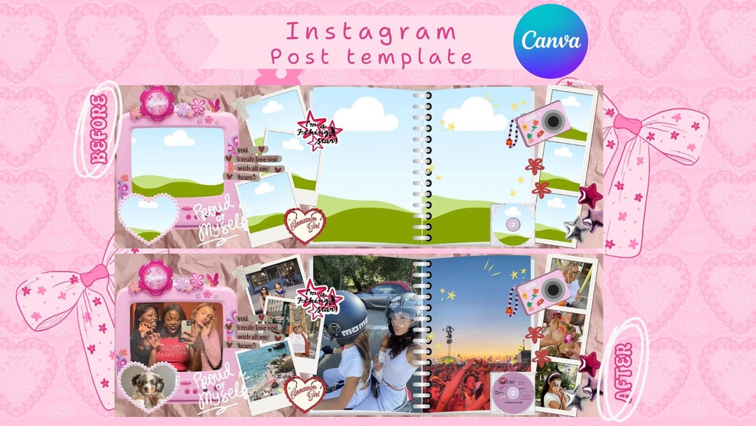 Instagram Scrapbooking Template, IG Digital Scrapbooking Template, Pink ...