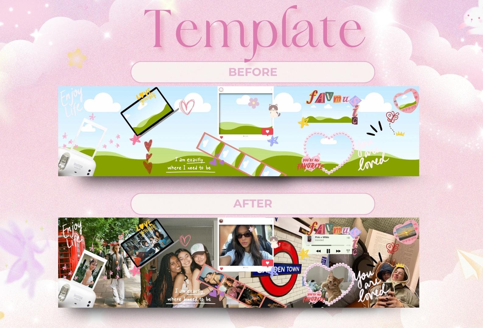 Instagram Scrapbooking Template, IG Digital Scrapbooking Template, Pink ...