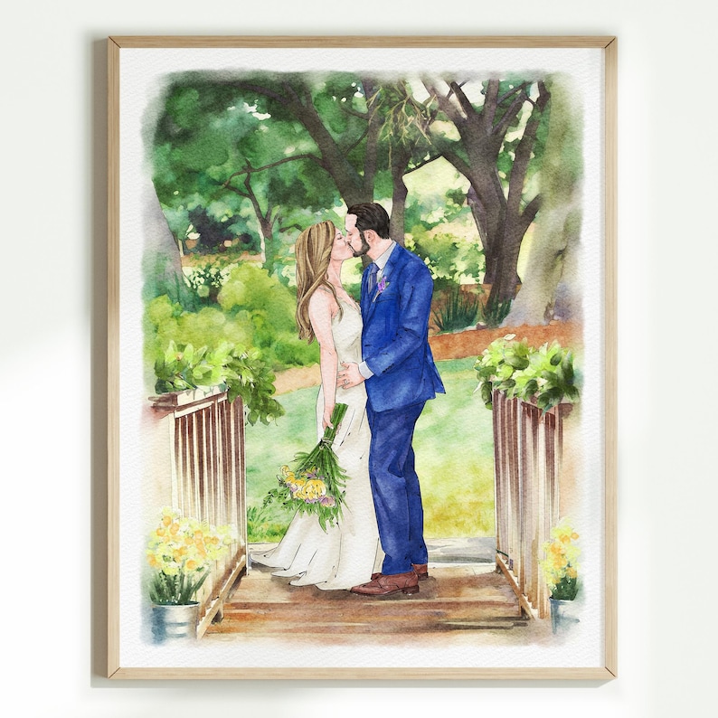 Custom Hand-drawn Couple Portrait From Photo, Watercolor Painting ...
