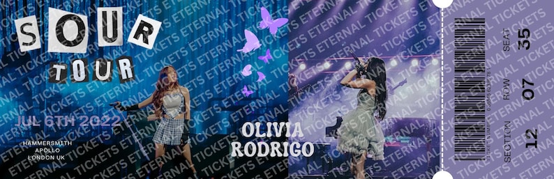Olivia Rodrigo Sour Tour Souvenir Ticket - Etsy Olivia Rodrigo Sour Tour Souvenir Ticket - Etsy