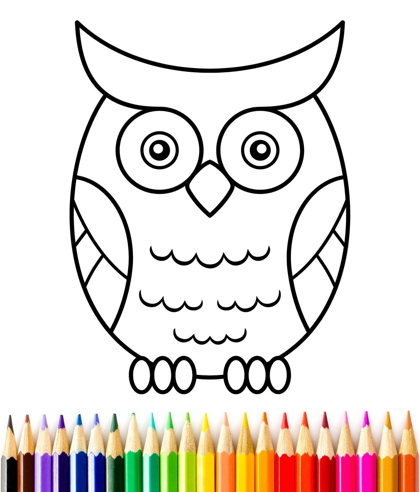 Owl Pdf Coloring Page - Etsy