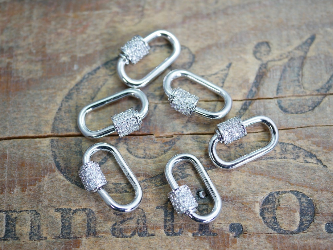 Rhinestone Pave Silver Link Screw Open Closed Connector Link 18x10mm (1 ...