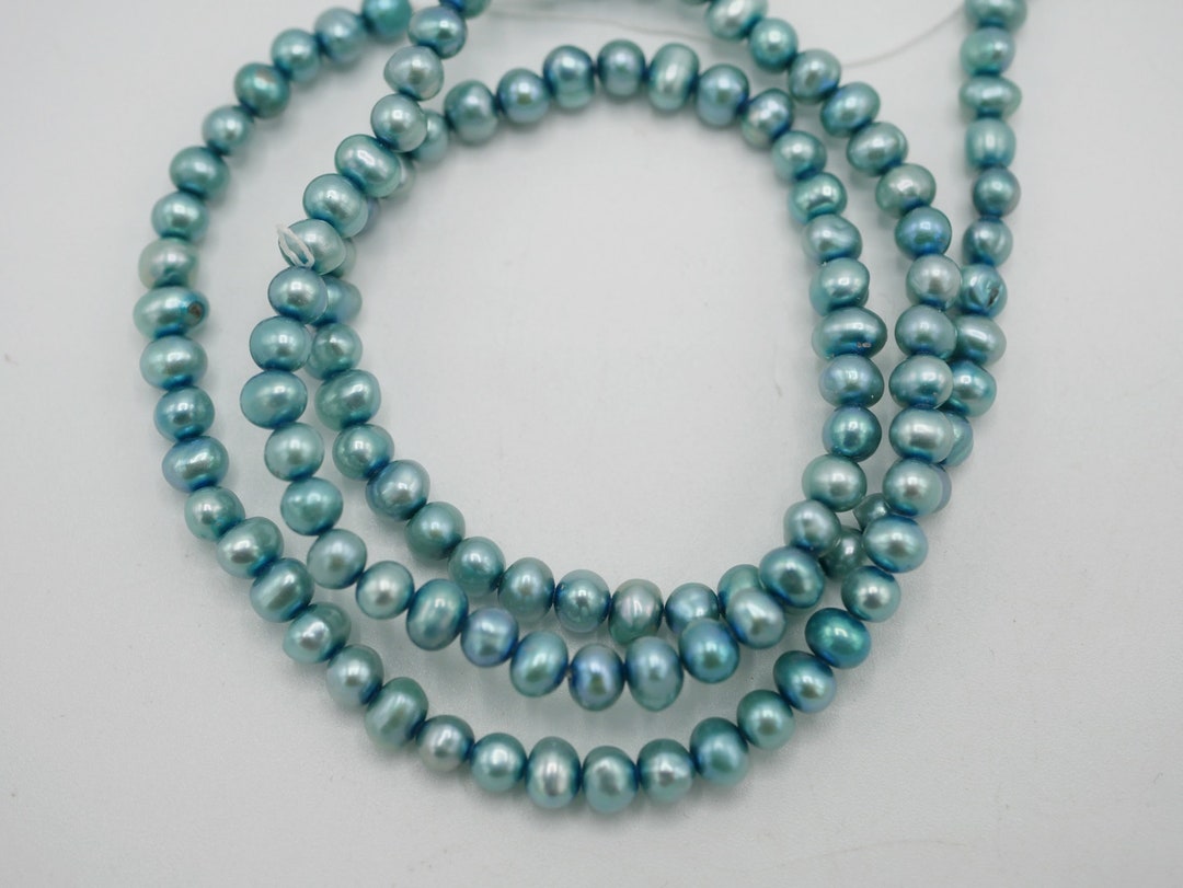 Freshwater Pearl Light Blue Green Pearl 4mm Pearl (15.5 Inch Strand ...