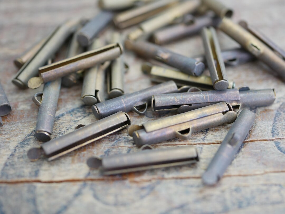 Vintage Brass Slide End Caps Brass End Cap Finding 20mm Long (4 Pcs ...