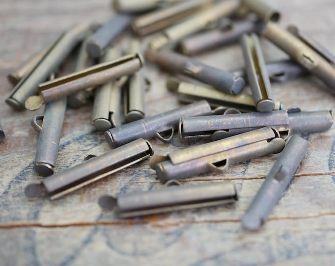 12 Gold Leather Jewelry End Caps With Loop . 4mm Inside Diameter ec8ag ...