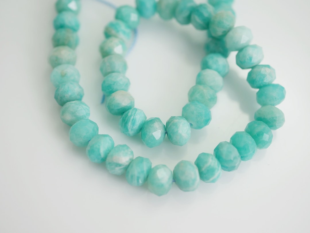 Faceted Amazonite Beads 5x3mm Faceted Donut Beads Bright Blue Green ...