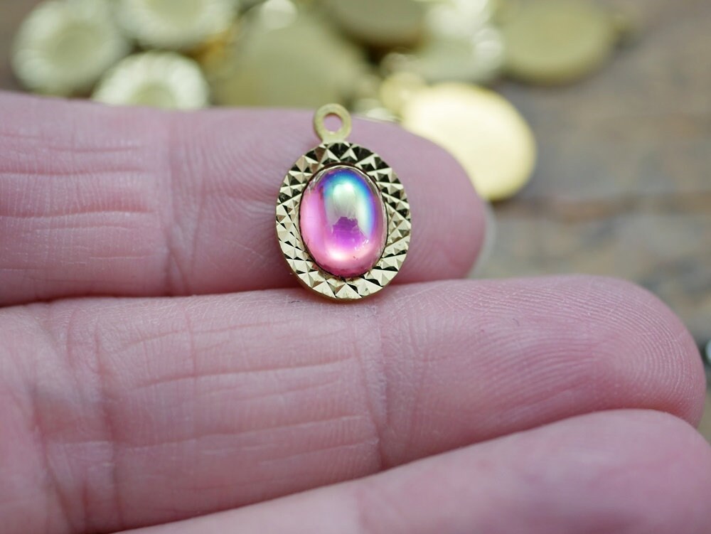 Vintage Brass Bezel Cup Diamond Cut Decorative Edge 8x6mm | Etsy