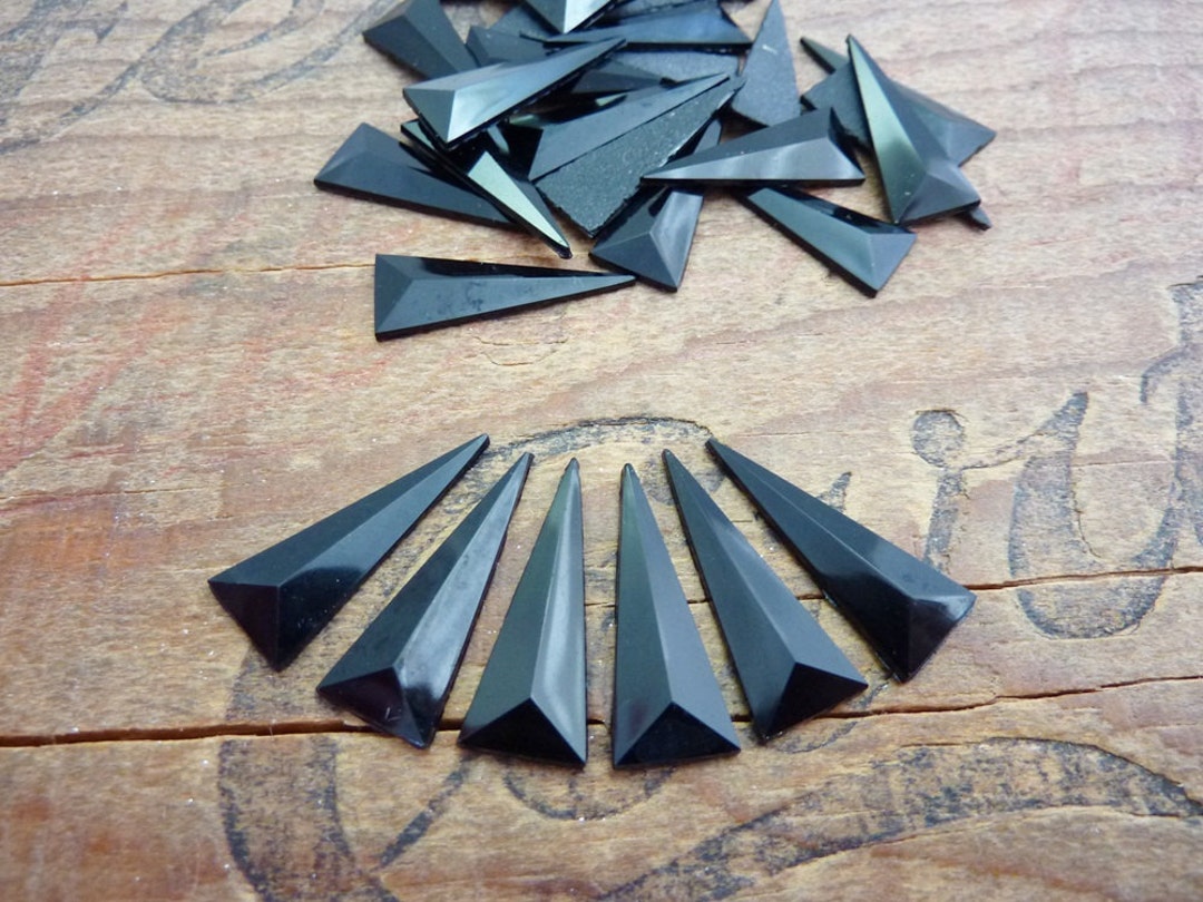 Vintage Art Deco Glass Triangle Rhinestone Black Glass Rhinestone ...