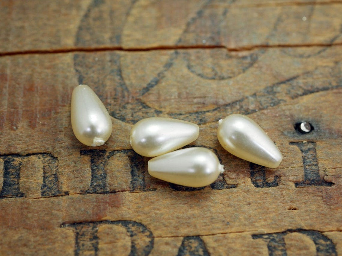 Vintage Glass Pearl Cream Pearl Teardrop Glass Pearls 12x6mm | Etsy
