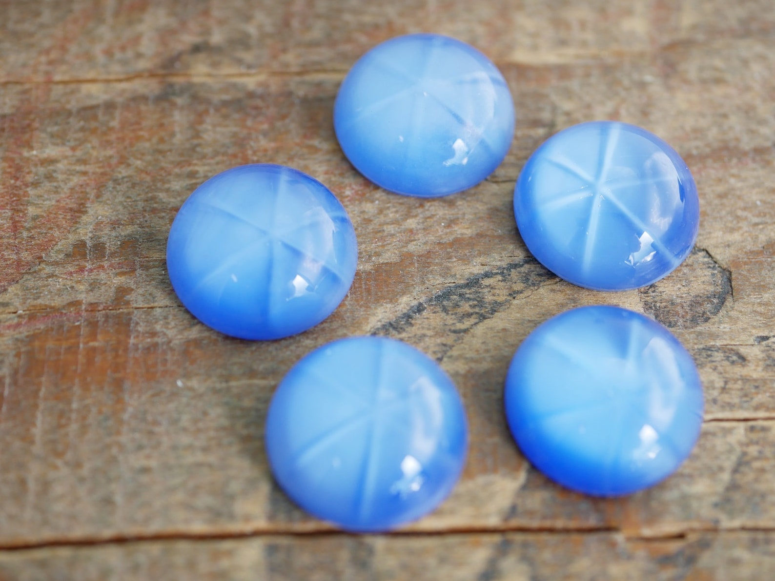 Vintage Imitation Star Sapphire Glass Cabochon 15mm Vintage Cabochon (2 ...