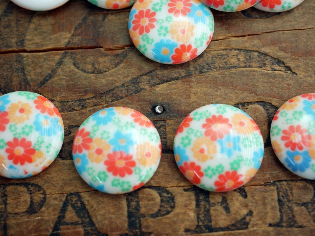 Japanese Cabochon Acrylic Cabochon 19mm Floral Cabochon (4) J142 - Etsy