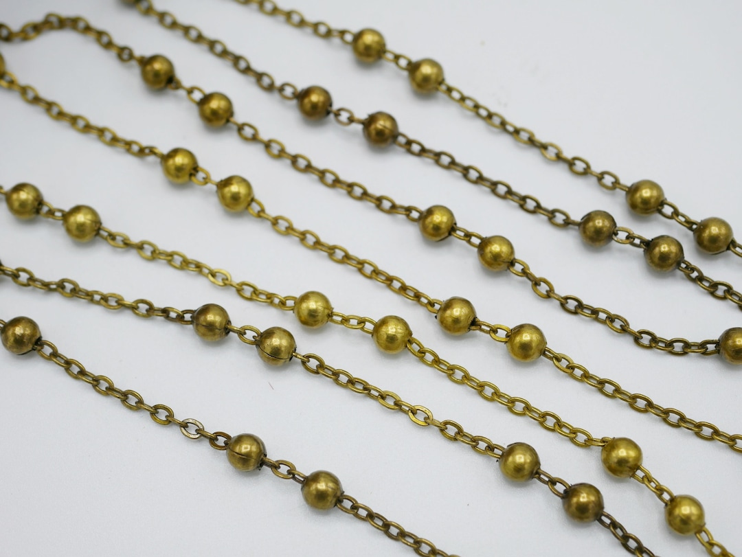 Vintage Brass Ball Chain Satellite Chain 4mm Ball Station Chain (sold ...