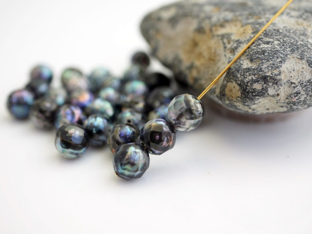 Faceted Freshwater Pearl Blue Iris Pearl Gray Blue Pearl Peacock Blue ...