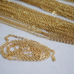 Gold Flat Cable Chain 28 Inches Long 2.6mm Link Chain Long Gold ...