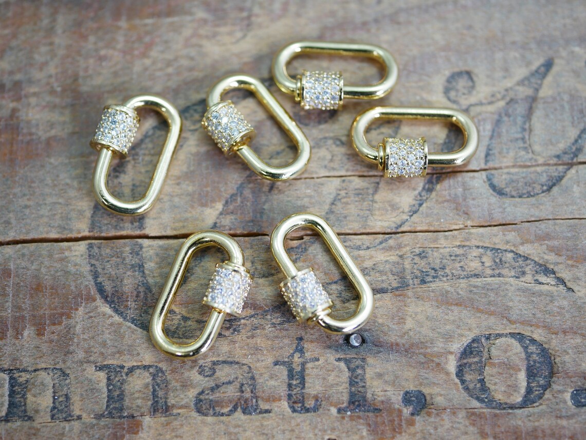 Rhinestone Pave Gold Link Screw Open Closed Connector Link 18x10mm (1 ...