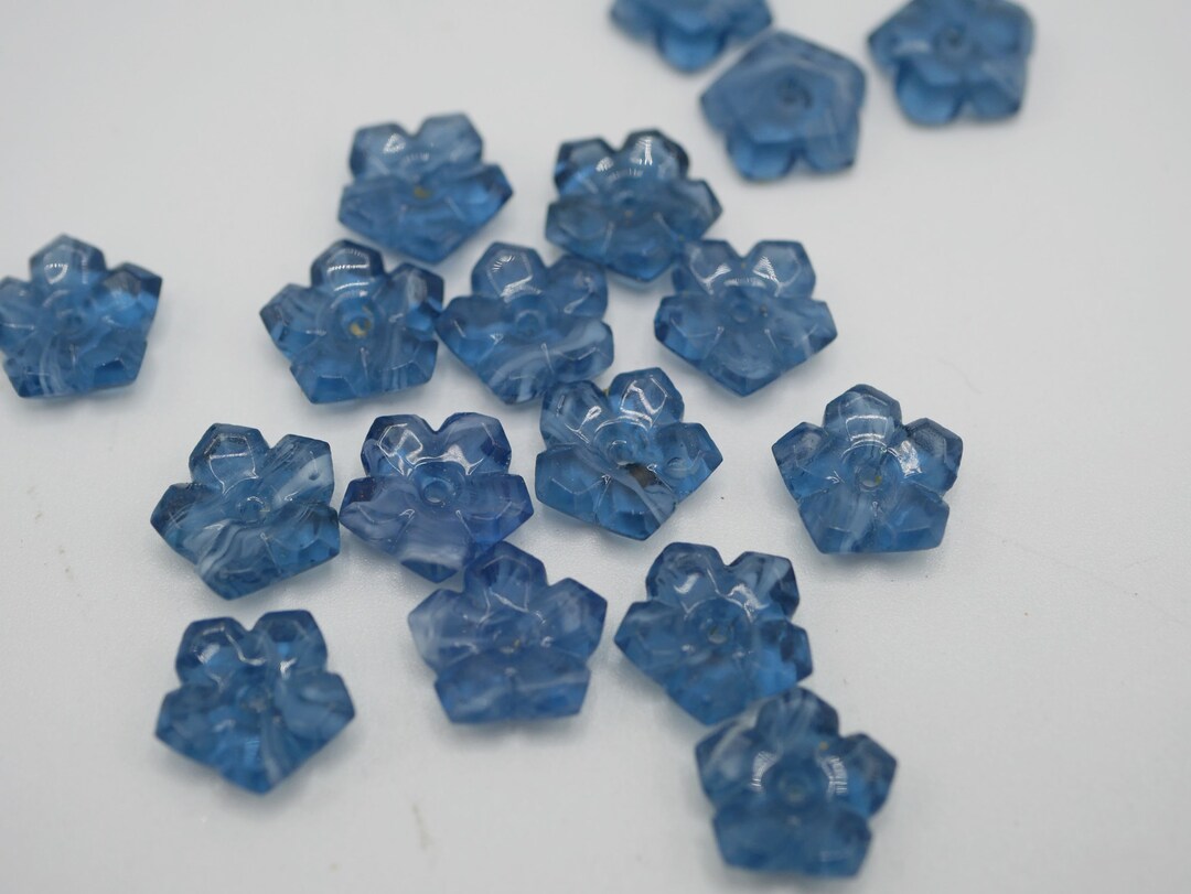 Vintage Small Glass Flower Flatback Bead With Center Hole Sew on Denim ...