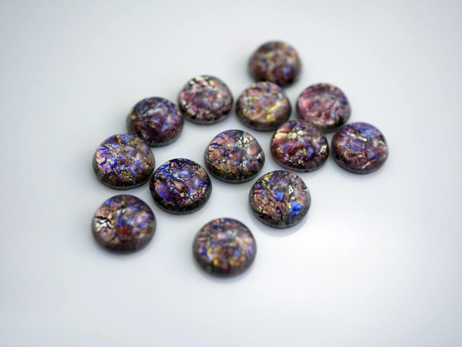 Rhinestone Amethyst Opal Glass Foiled Opal 9mm Glass Cabochon - Etsy