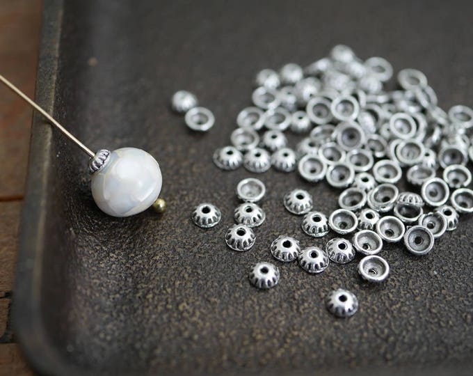 Small Silver Bead Cap Round Bead Cap Small Silver Bead Cap 4mm Cap Bulk ...