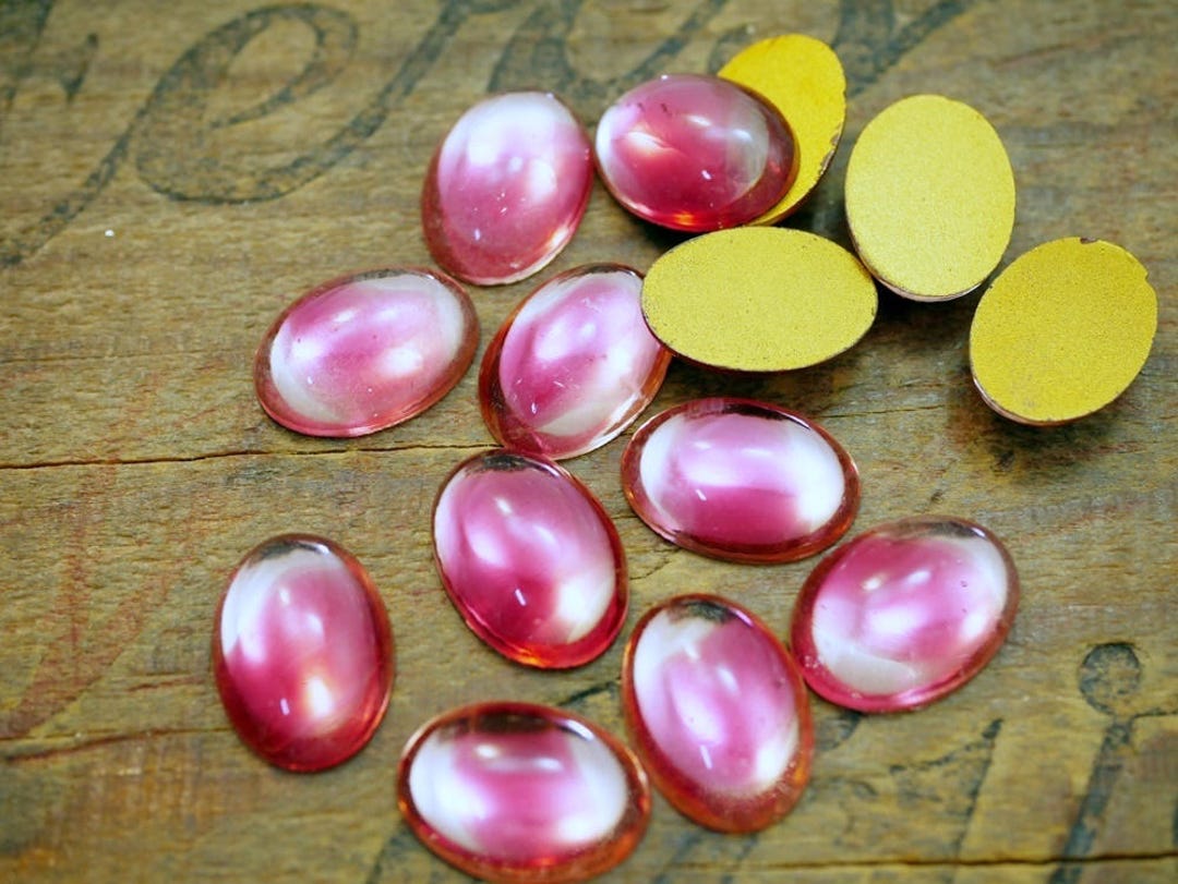 Glass Rhinestone Vintage Glass 18x13mm Rhinestone Pink Cranberry and ...