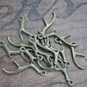 Pewter Antler Charms Deer Antler Charm Antiqued Brass Antler Brass Ox ...