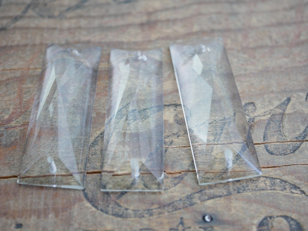 Vintage Crystal Chandelier Faceted Flat Back Rectangle Two | Etsy