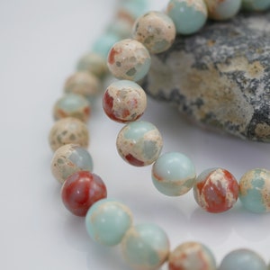 Blue Red Ocean Jasper Beads 8mm Gemstone Bead Round Gemstone Beads (22 ...