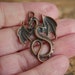 Pewter Dragon Charm Antiqued Copper Flying Dragon Pendant - Etsy