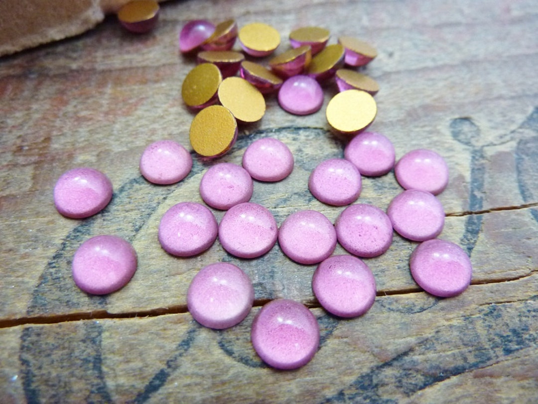 Vintage Glass Rhinestone Rose Pink Luminous Small Glass - Etsy