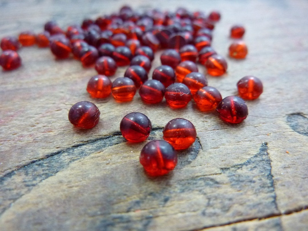 Glass Nail Head Bead Vintage Bead Siam Red 5mm Nailhead Sew on Bead ...