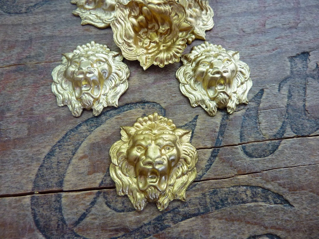 Raw Brass Lion Head Stamping, Fierce Lion (25mm) - Etsy