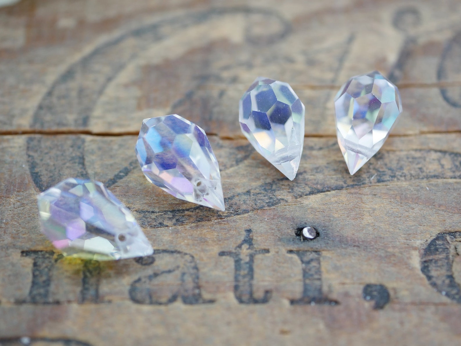 Faceted Teardrop Bead Clear Crystal AB 9x15mm With Top Hole Preciosa ...