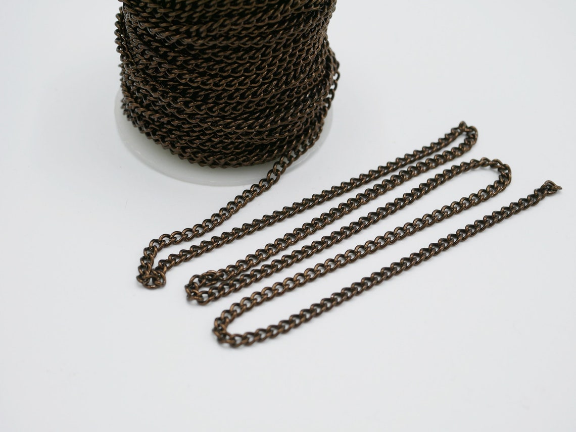 Antiqued Copper Color Curb Chain 3.3mm Link Dark Copper Curb | Etsy